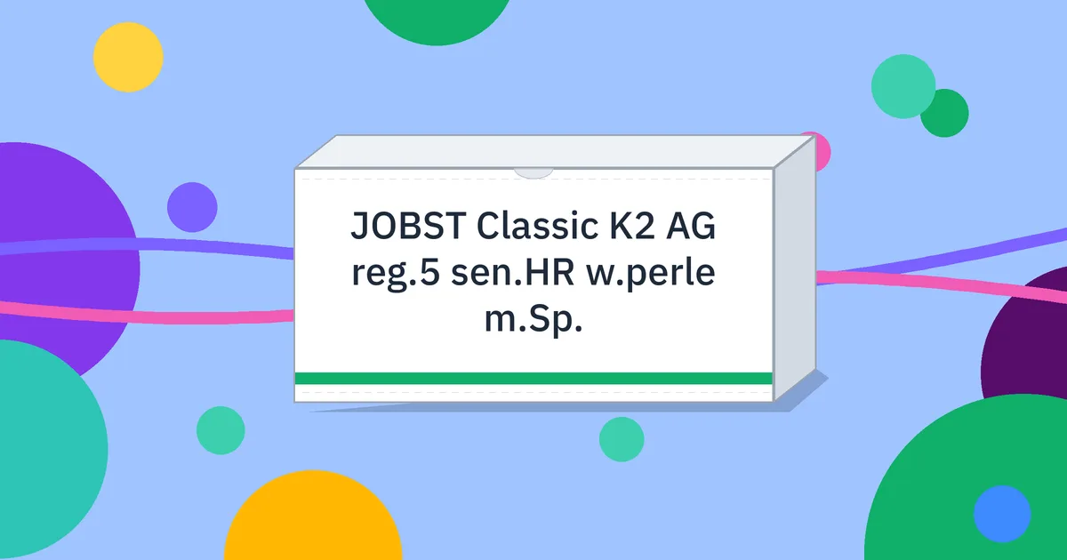 Symbolbild: Packung mit der Aufschrift JOBST Classic K2 AG reg.5 sen.HR w.perle m.Sp. (PZN 17960810) – Verfügbarkeit und Bezug in Apotheken in Frankfurt am Main