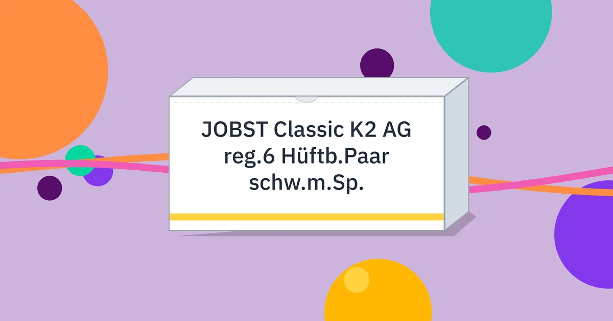 Symbolbild: Packung mit der Aufschrift JOBST Classic K2 AG reg.6 Hüftb.Paar schw.m.Sp. (PZN 13066584) – Verfügbarkeit und Bezug in Apotheken in Frankfurt am Main
