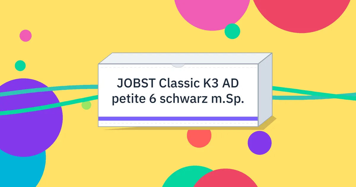 Symbolbild: Packung mit der Aufschrift JOBST Classic K3 AD petite 6 schwarz m.Sp. (PZN 13070226) – Verfügbarkeit und Bezug in Apotheken in Frankfurt am Main