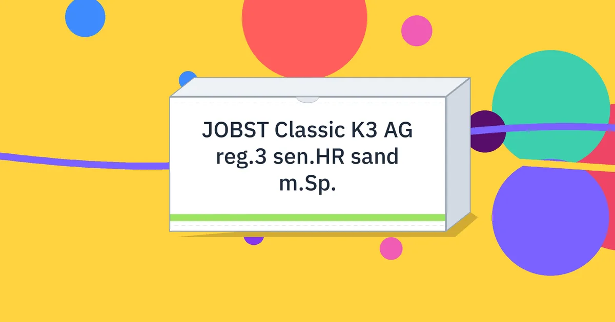 Symbolbild: Packung mit der Aufschrift JOBST Classic K3 AG reg.3 sen.HR sand m.Sp. (PZN 17957305) – Verfügbarkeit und Bezug in Apotheken in Frankfurt am Main