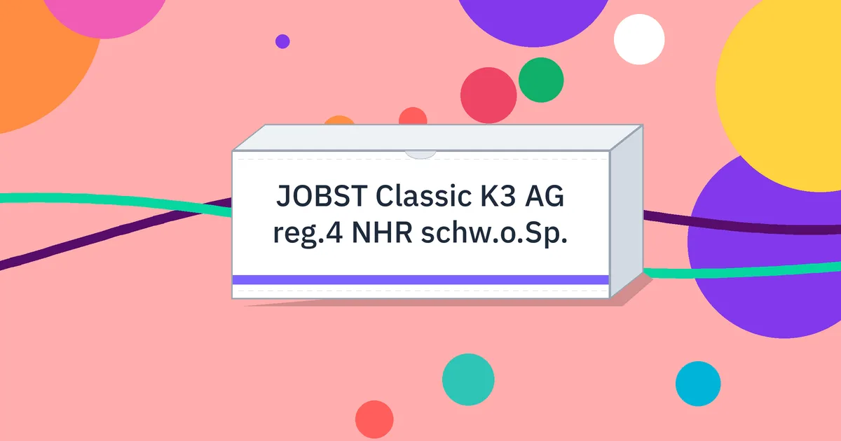 Symbolbild: Packung mit der Aufschrift JOBST Classic K3 AG reg.4 NHR schw.o.Sp. (PZN 13073785) – Verfügbarkeit und Bezug in Apotheken in Frankfurt am Main