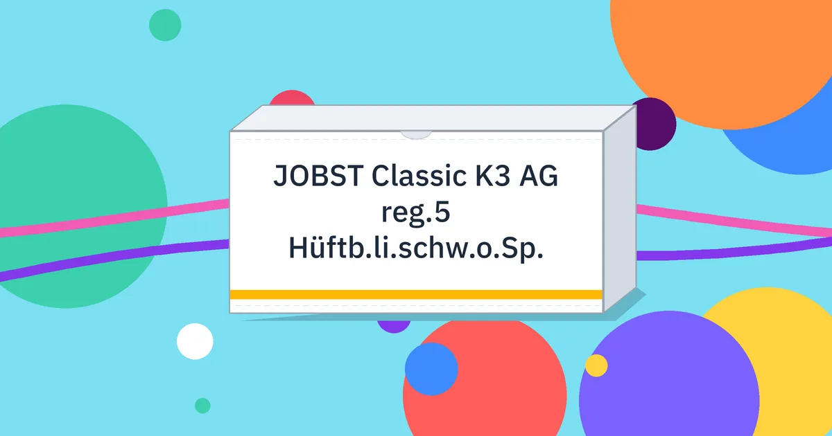 Symbolbild: Packung mit der Aufschrift JOBST Classic K3 AG reg.5 Hüftb.li.schw.o.Sp. (PZN 13075732) – Verfügbarkeit und Bezug in Apotheken in Frankfurt am Main