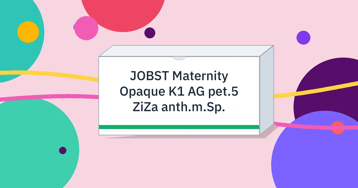 Symbolbild: Packung mit der Aufschrift JOBST Maternity Opaque K1 AG pet.5 ZiZa anth.m.Sp. (PZN 15854972) – Verfügbarkeit und Bezug in Apotheken in Frankfurt am Main