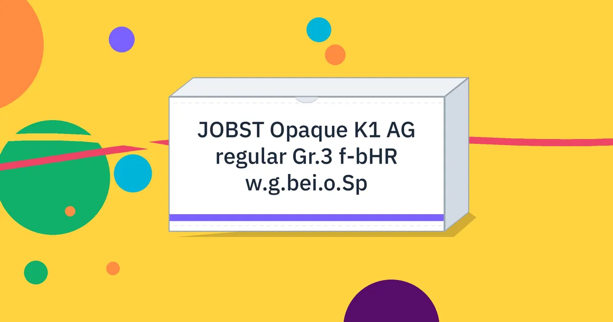 Symbolbild: Packung mit der Aufschrift JOBST Opaque K1 AG regular Gr.3 f-bHR w.g.bei.o.Sp (PZN 16265574) – Verfügbarkeit und Bezug in Apotheken in Frankfurt am Main