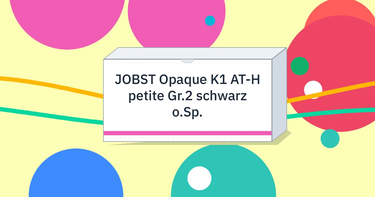 Symbolbild: Packung mit der Aufschrift JOBST Opaque K1 AT-H petite Gr.2 schwarz o.Sp. (PZN 13102469) – Verfügbarkeit und Bezug in Apotheken in Frankfurt am Main