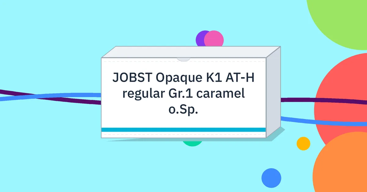 Symbolbild: Packung mit der Aufschrift JOBST Opaque K1 AT-H regular Gr.1 caramel o.Sp. (PZN 13105568) – Verfügbarkeit und Bezug in Apotheken in Frankfurt am Main
