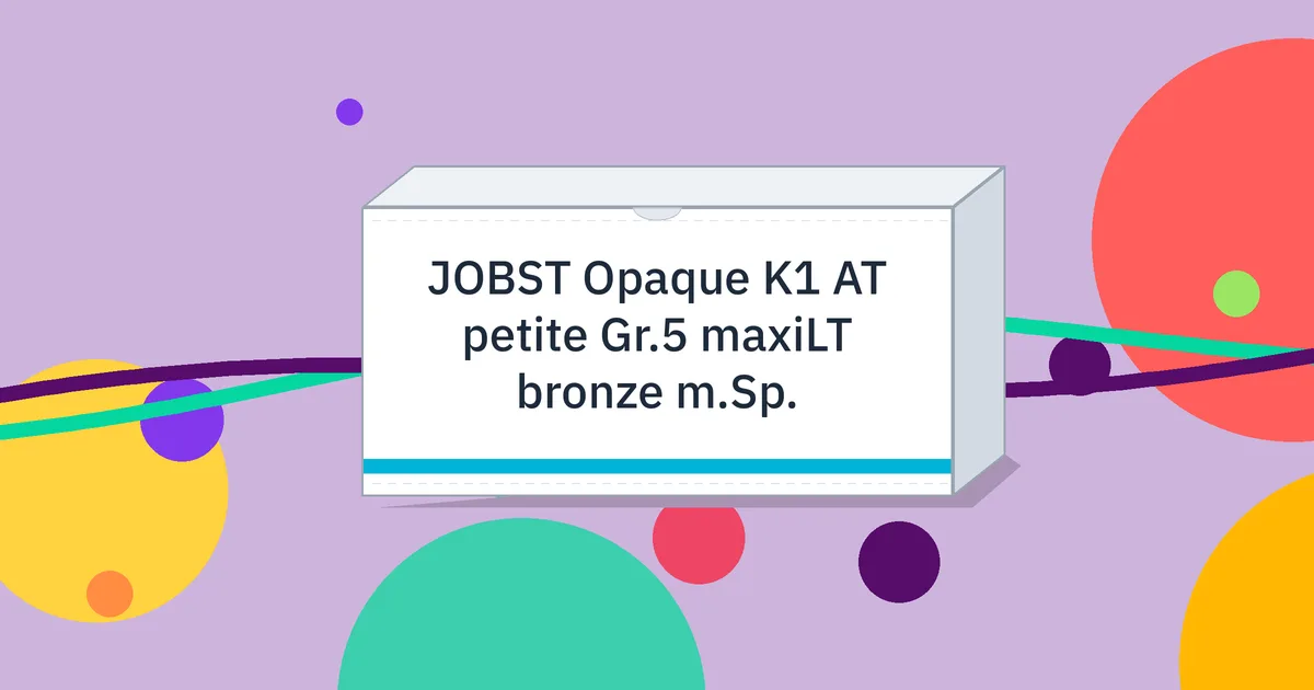 Symbolbild: Packung mit der Aufschrift JOBST Opaque K1 AT petite Gr.5 maxiLT bronze m.Sp. (PZN 13102558) – Verfügbarkeit und Bezug in Apotheken in Frankfurt am Main