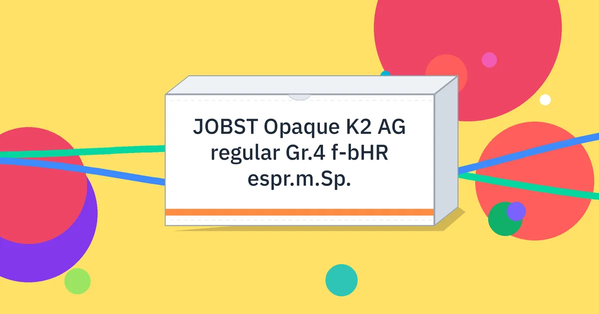 Symbolbild: Packung mit der Aufschrift JOBST Opaque K2 AG regular Gr.4 f-bHR espr.m.Sp. (PZN 16281828) – Verfügbarkeit und Bezug in Apotheken in Frankfurt am Main