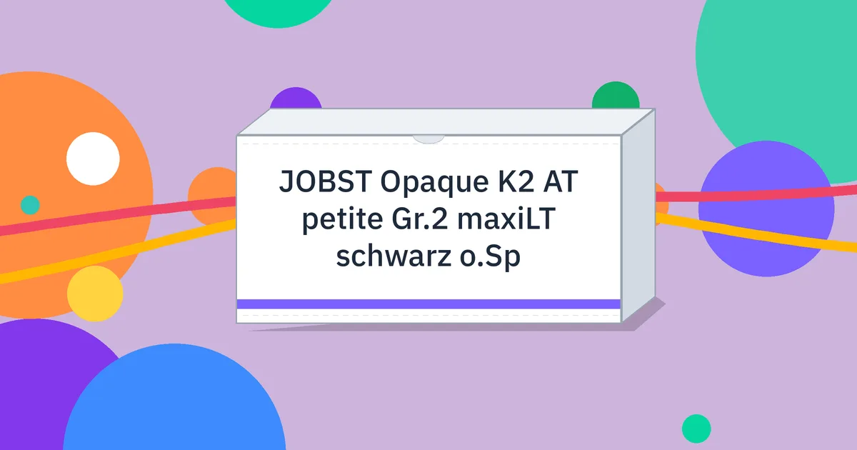 Symbolbild: Packung mit der Aufschrift JOBST Opaque K2 AT petite Gr.2 maxiLT schwarz o.Sp (PZN 13119292) – Verfügbarkeit und Bezug in Apotheken in Frankfurt am Main