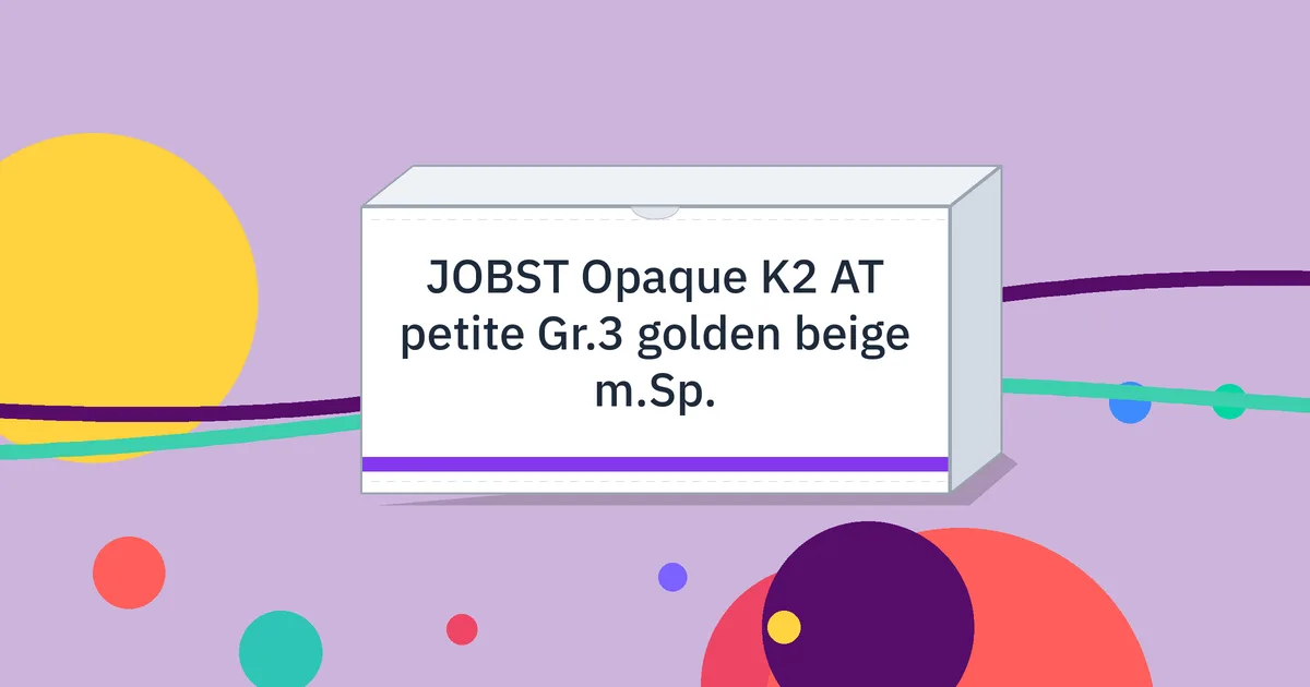 Symbolbild: Packung mit der Aufschrift JOBST Opaque K2 AT petite Gr.3 golden beige m.Sp. (PZN 16290810) – Verfügbarkeit und Bezug in Apotheken in Frankfurt am Main