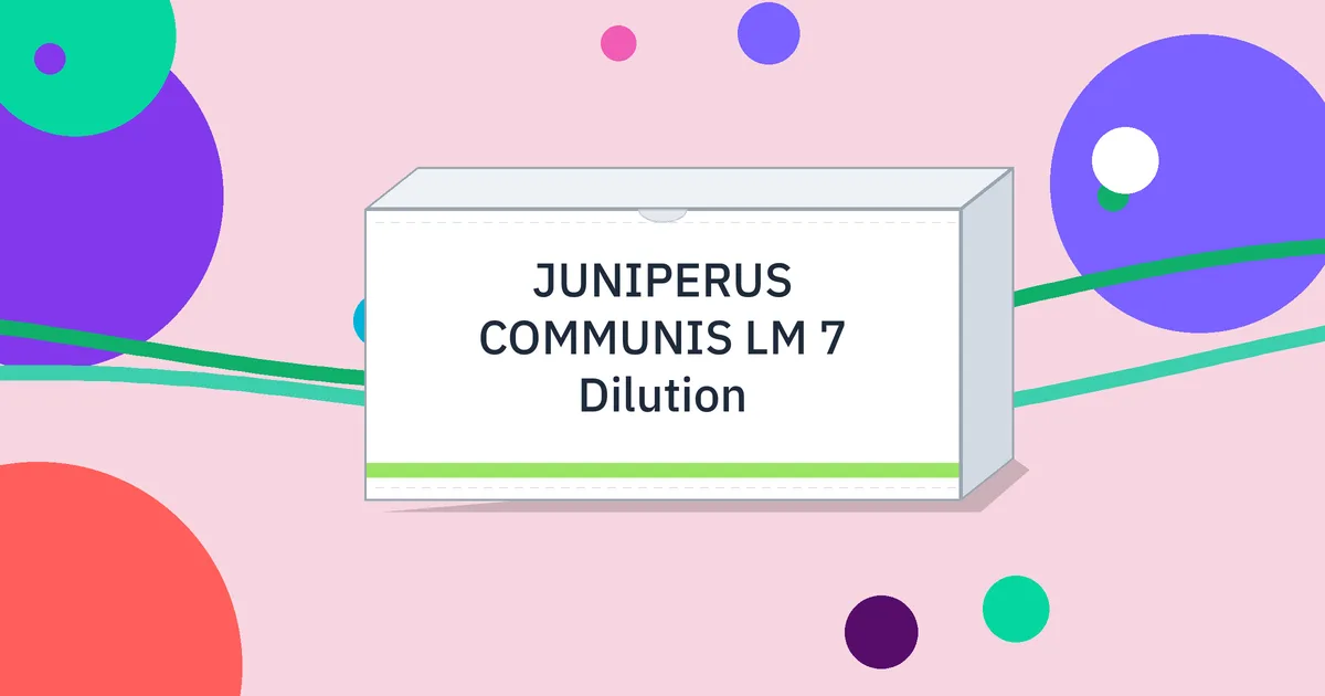Symbolbild: Packung mit der Aufschrift JUNIPERUS COMMUNIS LM 7 Dilution (PZN 13564589) – Verfügbarkeit und Bezug in Apotheken in Frankfurt am Main