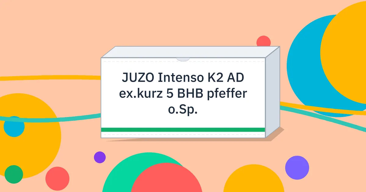 Symbolbild: Packung mit der Aufschrift JUZO Intenso K2 AD ex.kurz 5 BHB pfeffer o.Sp. (PZN 18625491) – Verfügbarkeit und Bezug in Apotheken in Frankfurt am Main