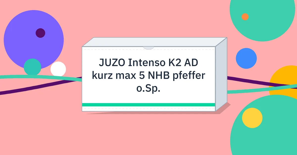Symbolbild: Packung mit der Aufschrift JUZO Intenso K2 AD kurz max 5 NHB pfeffer o.Sp. (PZN 18622558) – Verfügbarkeit und Bezug in Apotheken in Frankfurt am Main