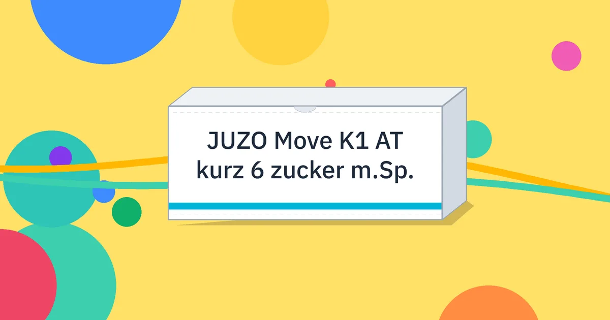 Symbolbild: Packung mit der Aufschrift JUZO Move K1 AT kurz 6 zucker m.Sp. (PZN 20664386) – Verfügbarkeit und Bezug in Apotheken in Frankfurt am Main