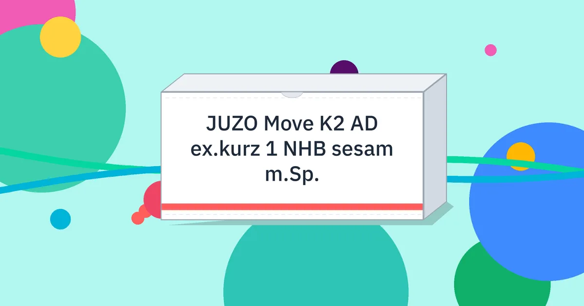 Symbolbild: Packung mit der Aufschrift JUZO Move K2 AD ex.kurz 1 NHB sesam m.Sp. (PZN 18510109) – Verfügbarkeit und Bezug in Apotheken in Frankfurt am Main