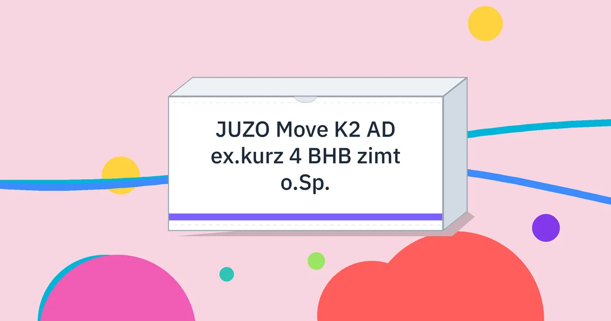 Symbolbild: Packung mit der Aufschrift JUZO Move K2 AD ex.kurz 4 BHB zimt o.Sp. (PZN 18510925) – Verfügbarkeit und Bezug in Apotheken in Frankfurt am Main