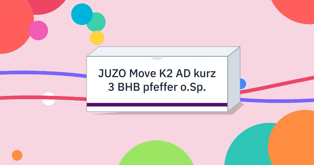 Symbolbild: Packung mit der Aufschrift JUZO Move K2 AD kurz 3 BHB pfeffer o.Sp. (PZN 16341772) – Verfügbarkeit und Bezug in Apotheken in Frankfurt am Main