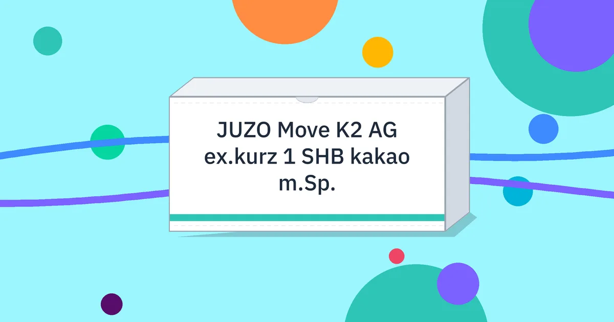 Symbolbild: Packung mit der Aufschrift JUZO Move K2 AG ex.kurz 1 SHB kakao m.Sp. (PZN 18563548) – Verfügbarkeit und Bezug in Apotheken in Frankfurt am Main