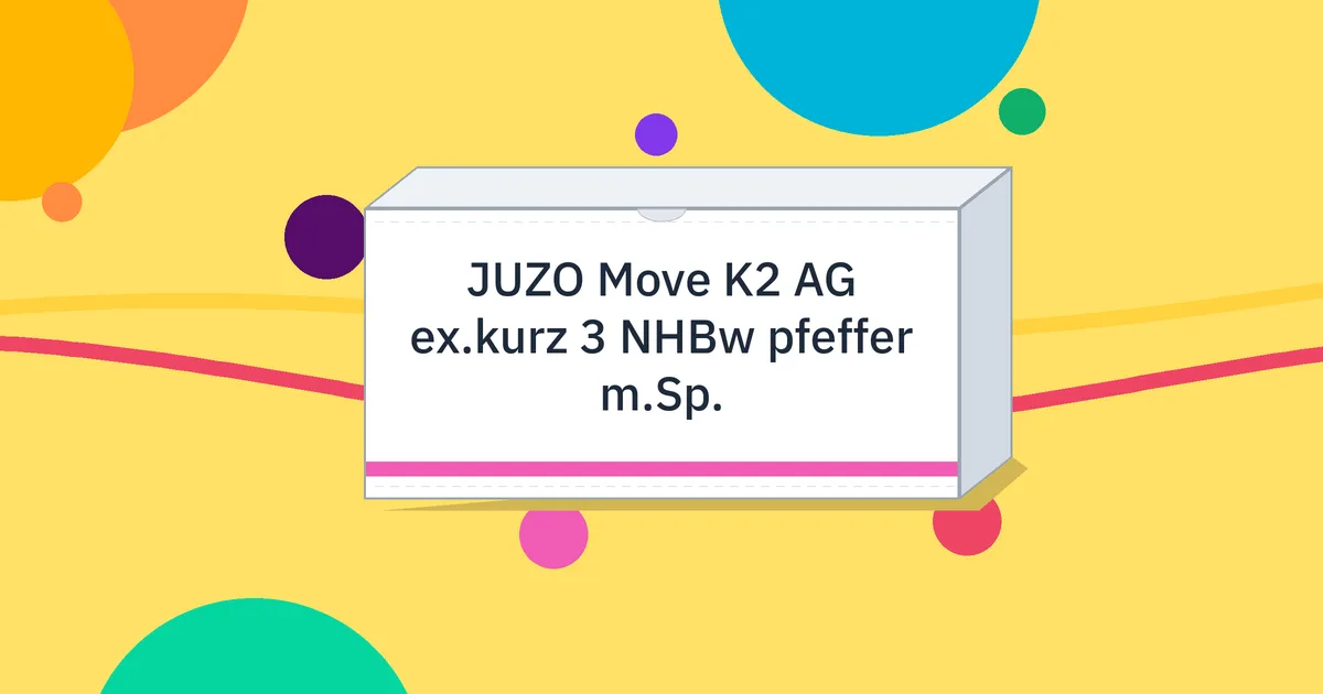 Symbolbild: Packung mit der Aufschrift JUZO Move K2 AG ex.kurz 3 NHBw pfeffer m.Sp. (PZN 16640612) – Verfügbarkeit und Bezug in Apotheken in Frankfurt am Main