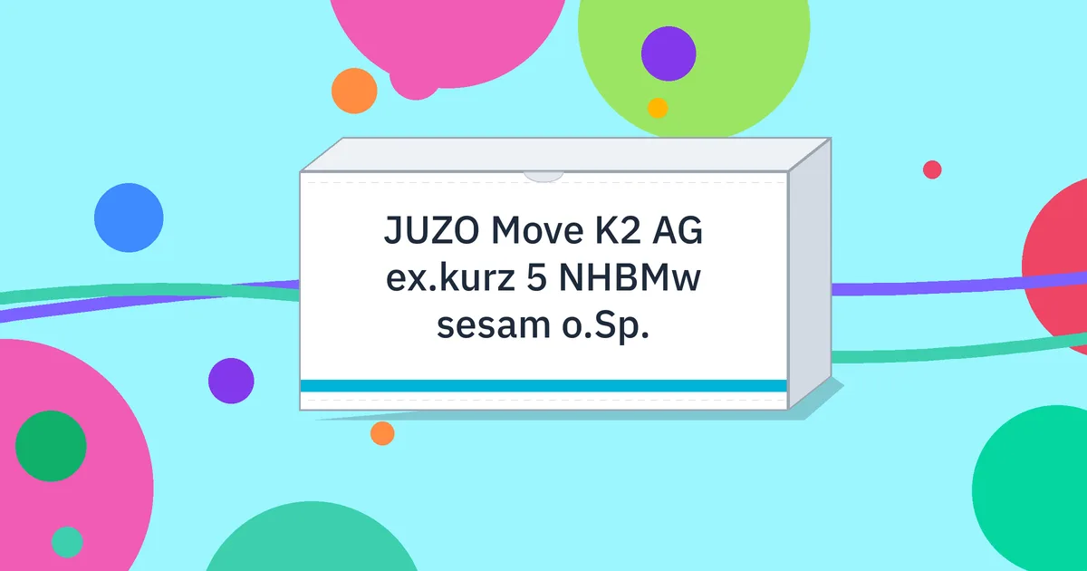 Symbolbild: Packung mit der Aufschrift JUZO Move K2 AG ex.kurz 5 NHBMw sesam o.Sp. (PZN 18533493) – Verfügbarkeit und Bezug in Apotheken in Frankfurt am Main