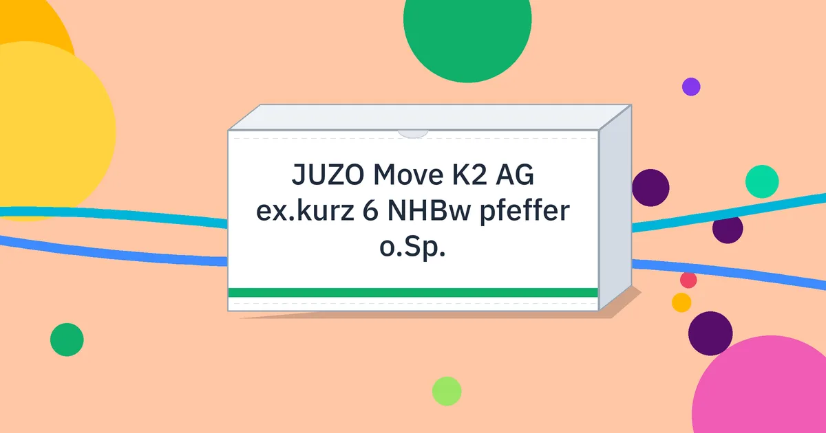 Symbolbild: Packung mit der Aufschrift JUZO Move K2 AG ex.kurz 6 NHBw pfeffer o.Sp. (PZN 16641126) – Verfügbarkeit und Bezug in Apotheken in Frankfurt am Main