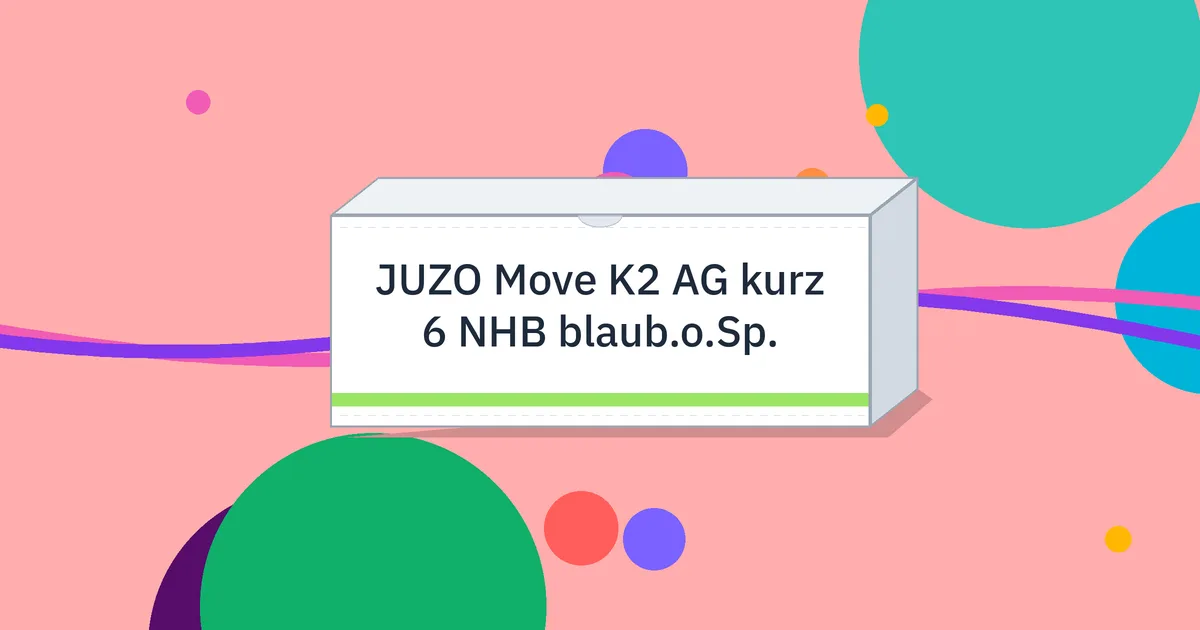 Symbolbild: Packung mit der Aufschrift JUZO Move K2 AG kurz 6 NHB blaub.o.Sp. (PZN 18561271) – Verfügbarkeit und Bezug in Apotheken in Frankfurt am Main