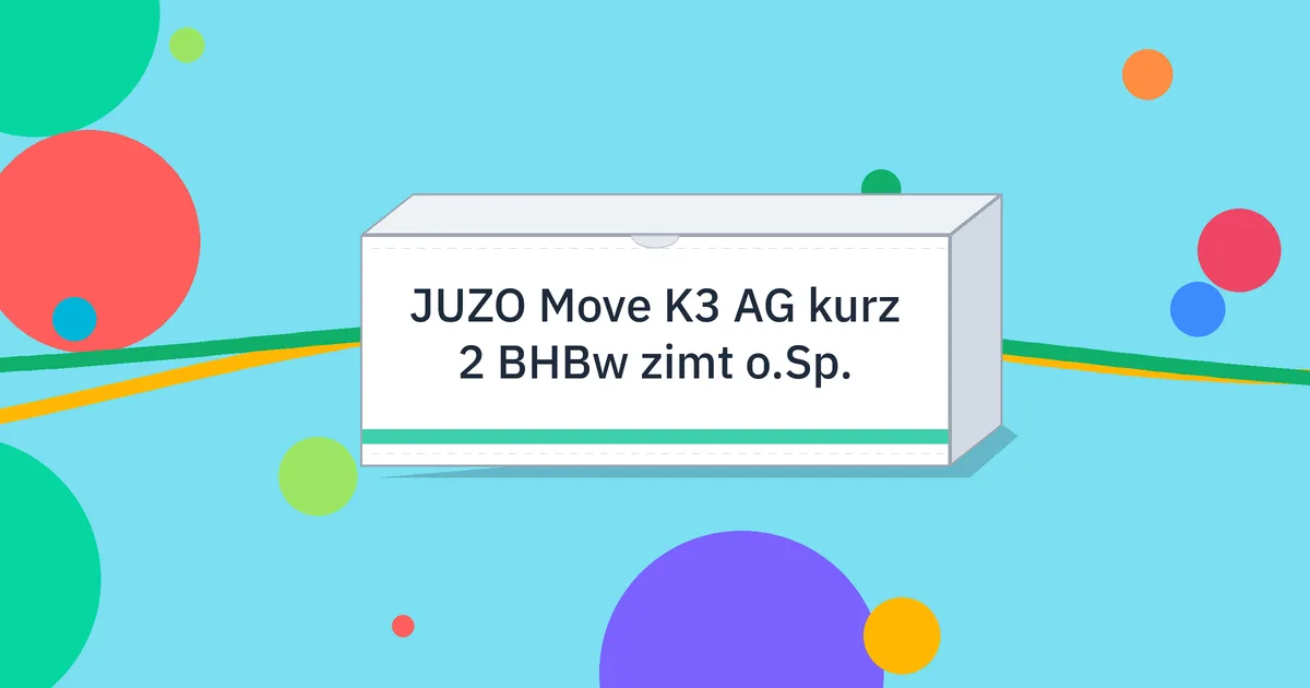 Symbolbild: Packung mit der Aufschrift JUZO Move K3 AG kurz 2 BHBw zimt o.Sp. (PZN 18581730) – Verfügbarkeit und Bezug in Apotheken in Frankfurt am Main