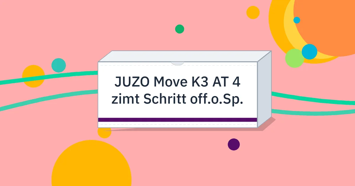 Symbolbild: Packung mit der Aufschrift JUZO Move K3 AT 4 zimt Schritt off.o.Sp. (PZN 20678916) – Verfügbarkeit und Bezug in Apotheken in Frankfurt am Main