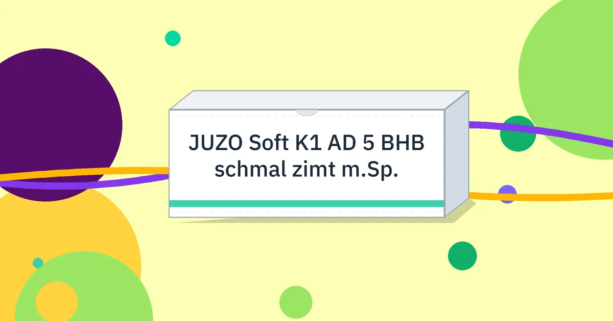 Symbolbild: Packung mit der Aufschrift JUZO Soft K1 AD 5 BHB schmal zimt m.Sp. (PZN 15460948) – Verfügbarkeit und Bezug in Apotheken in Frankfurt am Main