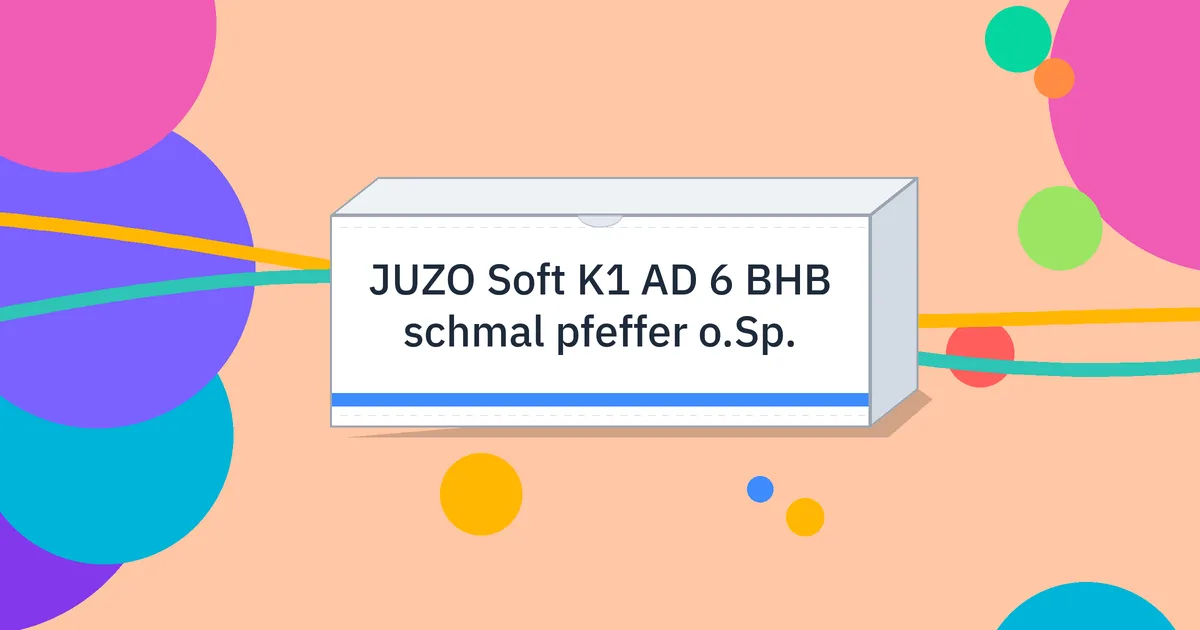 Symbolbild: Packung mit der Aufschrift JUZO Soft K1 AD 6 BHB schmal pfeffer o.Sp. (PZN 15462864) – Verfügbarkeit und Bezug in Apotheken in Frankfurt am Main