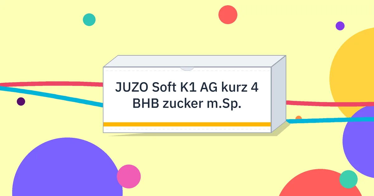Symbolbild: Packung mit der Aufschrift JUZO Soft K1 AG kurz 4 BHB zucker m.Sp. (PZN 14821930) – Verfügbarkeit und Bezug in Apotheken in Frankfurt am Main