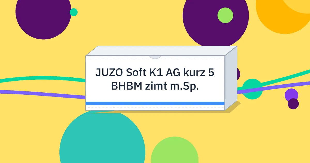 Symbolbild: Packung mit der Aufschrift JUZO Soft K1 AG kurz 5 BHBM zimt m.Sp. (PZN 14855544) – Verfügbarkeit und Bezug in Apotheken in Frankfurt am Main