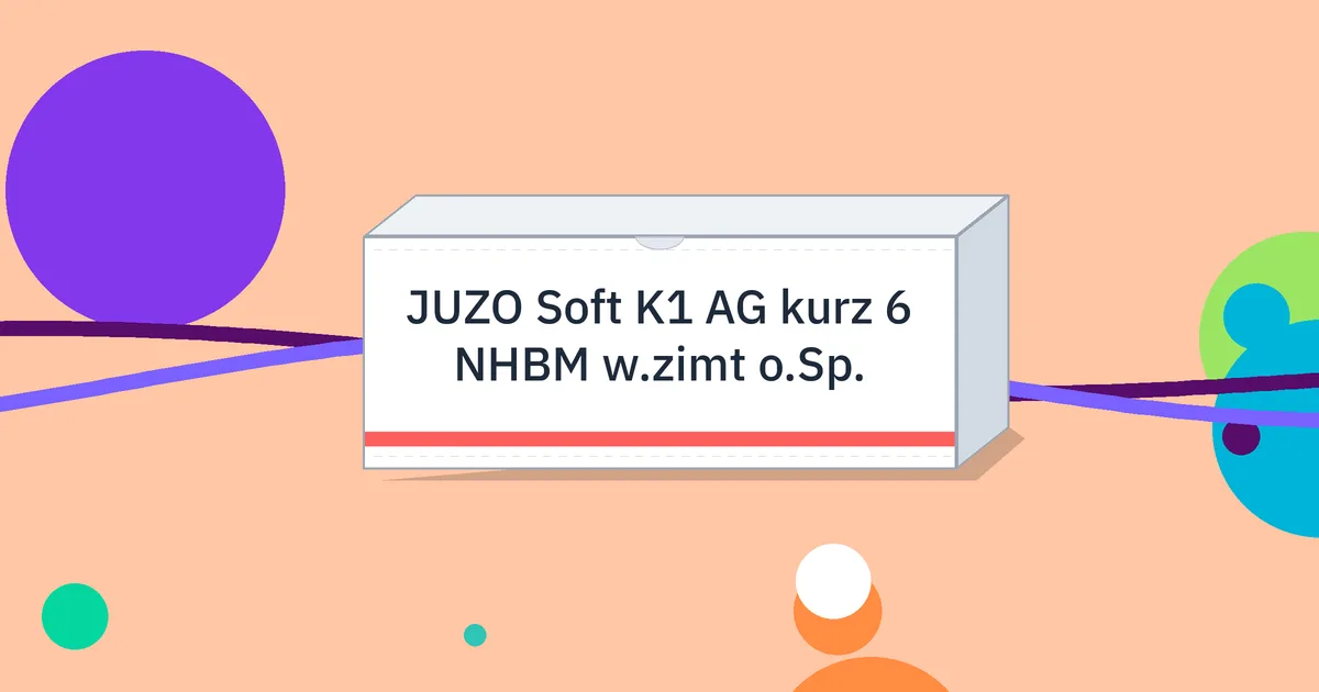 Symbolbild: Packung mit der Aufschrift JUZO Soft K1 AG kurz 6 NHBM w.zimt o.Sp. (PZN 14996724) – Verfügbarkeit und Bezug in Apotheken in Frankfurt am Main