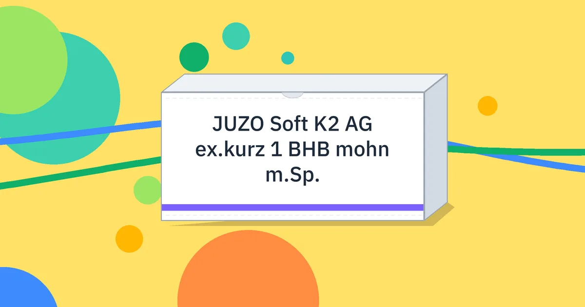 Symbolbild: Packung mit der Aufschrift JUZO Soft K2 AG ex.kurz 1 BHB mohn m.Sp. (PZN 14827720) – Verfügbarkeit und Bezug in Apotheken in Frankfurt am Main