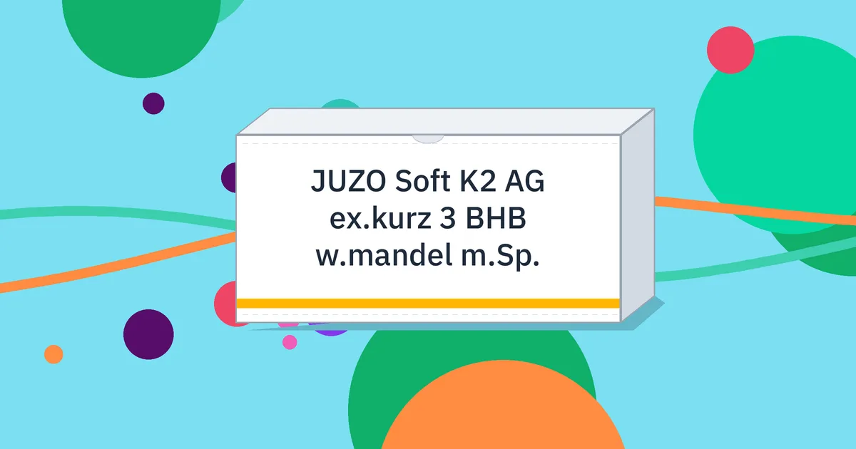 Symbolbild: Packung mit der Aufschrift JUZO Soft K2 AG ex.kurz 3 BHB w.mandel m.Sp. (PZN 14843541) – Verfügbarkeit und Bezug in Apotheken in Frankfurt am Main