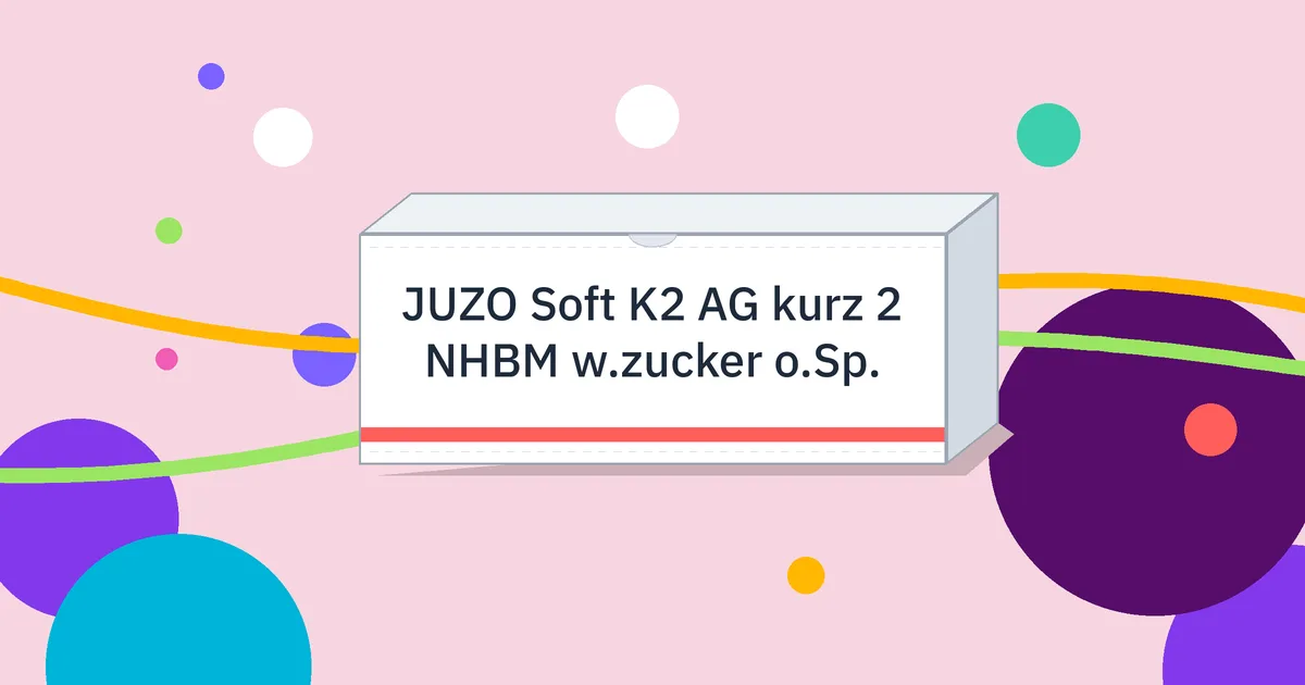 Symbolbild: Packung mit der Aufschrift JUZO Soft K2 AG kurz 2 NHBM w.zucker o.Sp. (PZN 15019850) – Verfügbarkeit und Bezug in Apotheken in Frankfurt am Main