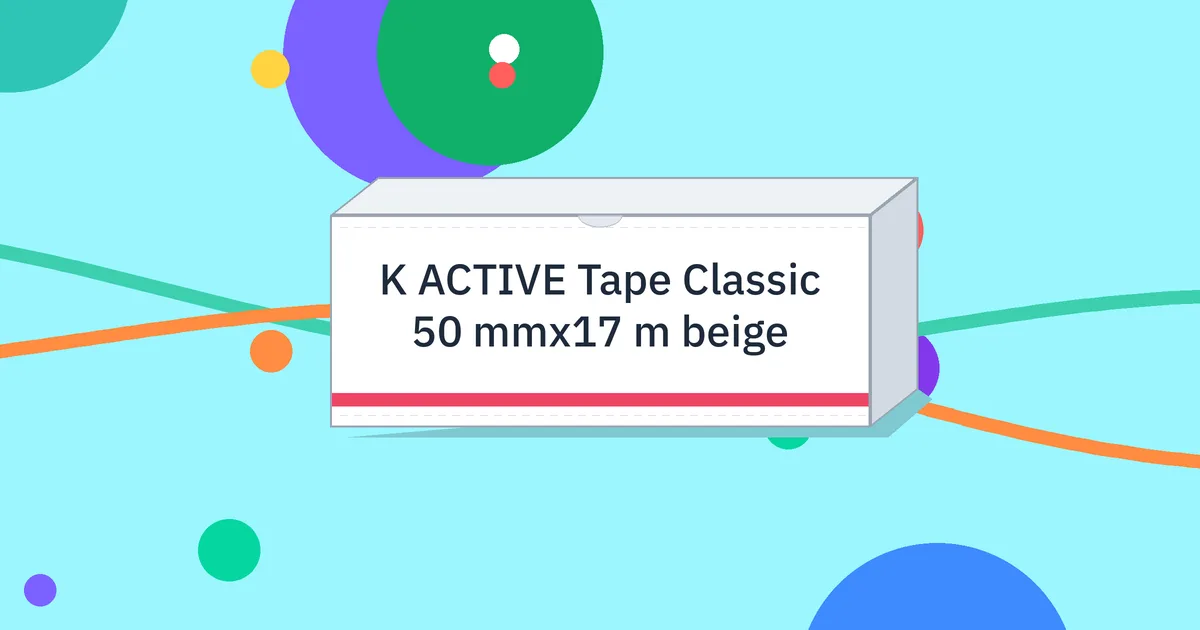 Symbolbild: Packung mit der Aufschrift K ACTIVE Tape Classic 50 mmx17 m beige (PZN 06936257) – Verfügbarkeit und Bezug in Apotheken in Frankfurt am Main