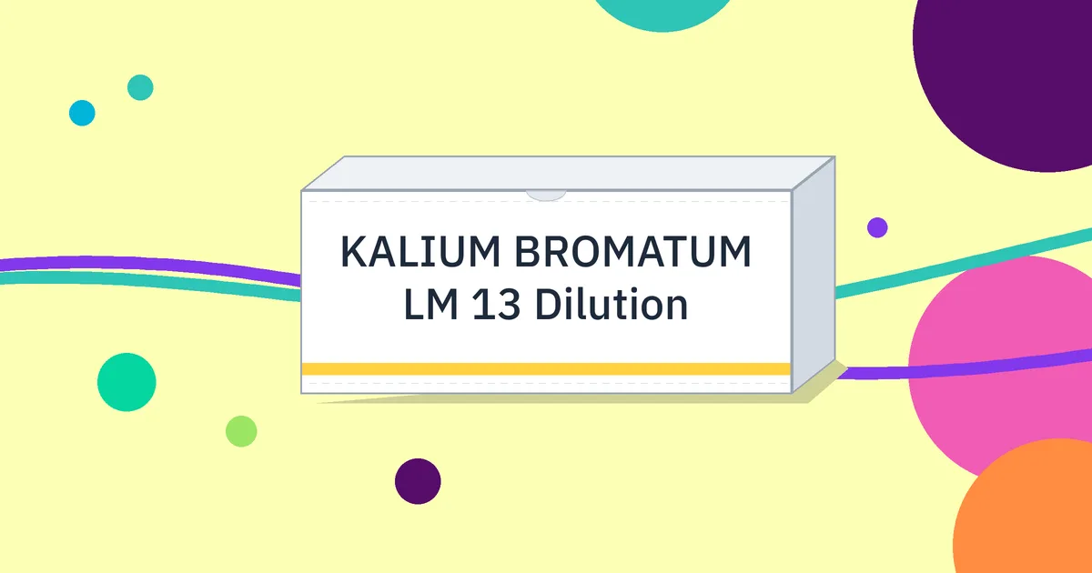 Symbolbild: Packung mit der Aufschrift KALIUM BROMATUM LM 13 Dilution (PZN 12917896) – Verfügbarkeit und Bezug in Apotheken in Frankfurt am Main