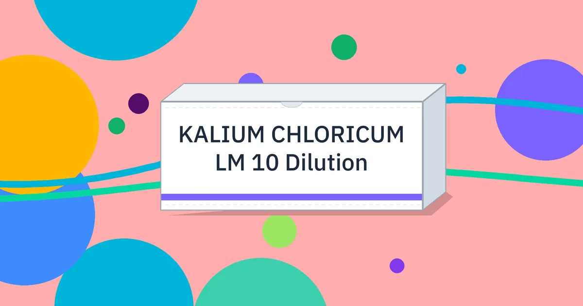 Symbolbild: Packung mit der Aufschrift KALIUM CHLORICUM LM 10 Dilution (PZN 12918677) – Verfügbarkeit und Bezug in Apotheken in Frankfurt am Main