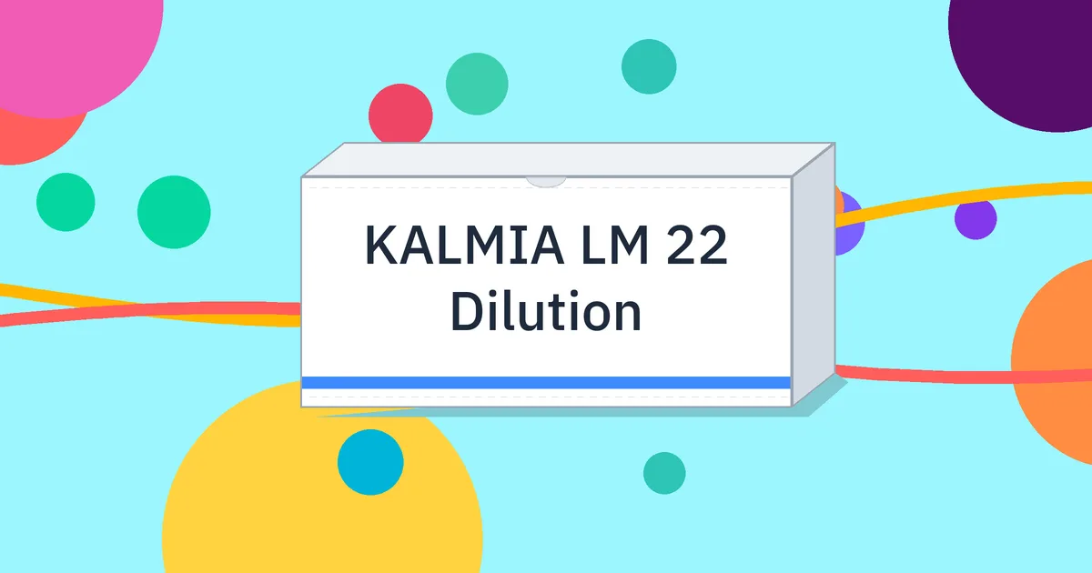 Symbolbild: Packung mit der Aufschrift KALMIA LM 22 Dilution (PZN 12927742) – Verfügbarkeit und Bezug in Apotheken in Frankfurt am Main