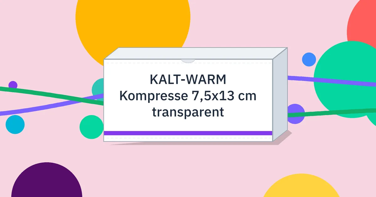 Symbolbild: Packung mit der Aufschrift KALT-WARM Kompresse 7,5x13 cm transparent (PZN 20162302) – Verfügbarkeit und Bezug in Apotheken in Frankfurt am Main