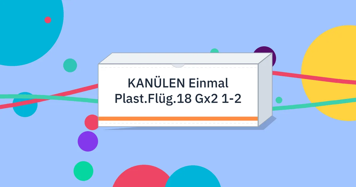 Symbolbild: Packung mit der Aufschrift KANÜLEN Einmal Plast.Flüg.18 Gx2 1-2 (PZN 02440950) – Verfügbarkeit und Bezug in Apotheken in Frankfurt am Main