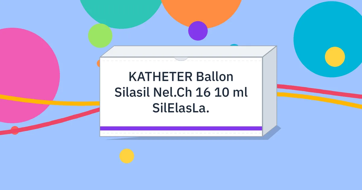 Symbolbild: Packung mit der Aufschrift KATHETER Ballon Silasil Nel.Ch 16 10 ml SilElasLa. (PZN 04903408) – Verfügbarkeit und Bezug in Apotheken in Frankfurt am Main