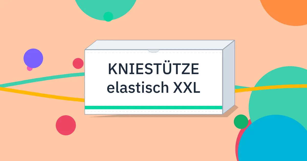 Symbolbild: Packung mit der Aufschrift KNIESTÜTZE elastisch XXL (PZN 19071511) – Verfügbarkeit und Bezug in Apotheken in Frankfurt am Main
