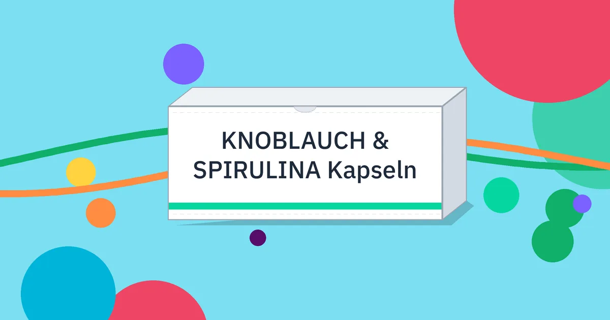 Symbolbild: Packung mit der Aufschrift KNOBLAUCH & SPIRULINA Kapseln (PZN 15734417) – Verfügbarkeit und Bezug in Apotheken in Frankfurt am Main