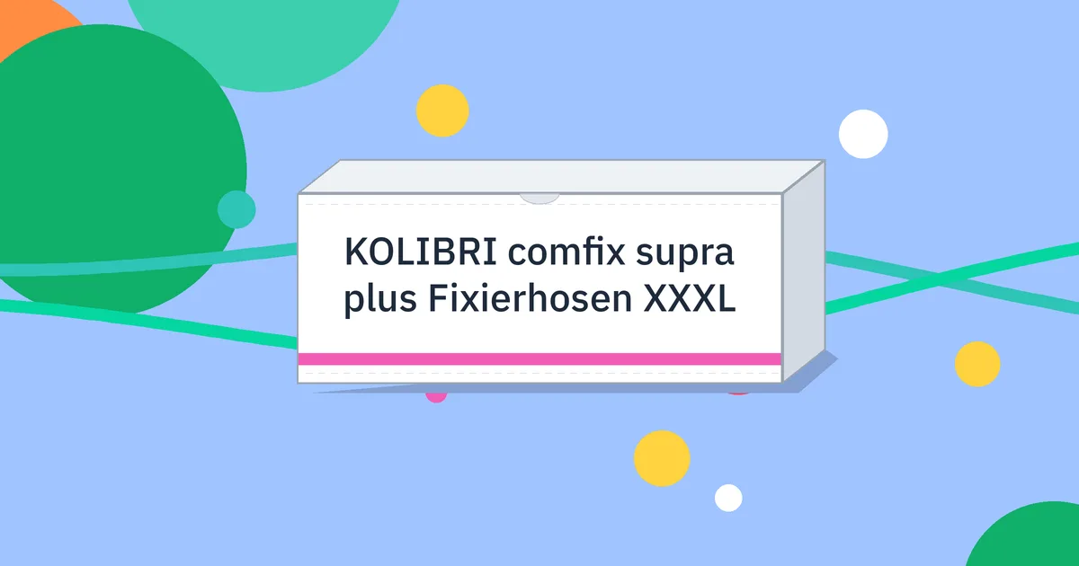 Symbolbild: Packung mit der Aufschrift KOLIBRI comfix supra plus Fixierhosen XXXL (PZN 10825173) – Verfügbarkeit und Bezug in Apotheken in Frankfurt am Main