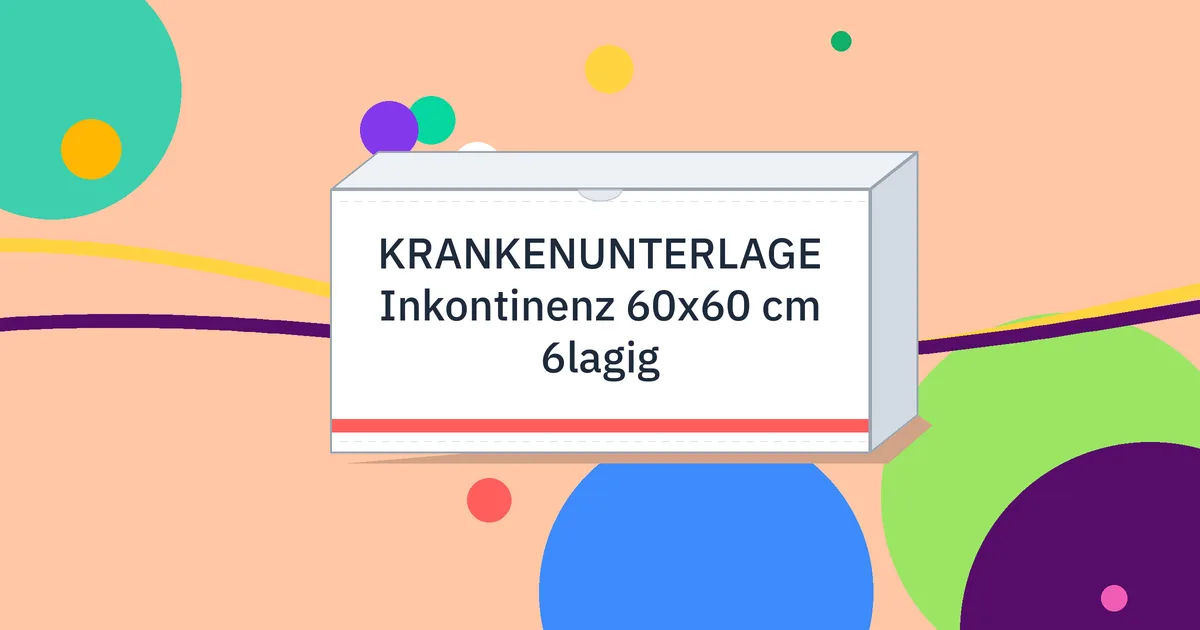 Symbolbild: Packung mit der Aufschrift KRANKENUNTERLAGE Inkontinenz 60x60 cm 6lagig (PZN 10787136) – Verfügbarkeit und Bezug in Apotheken in Frankfurt am Main