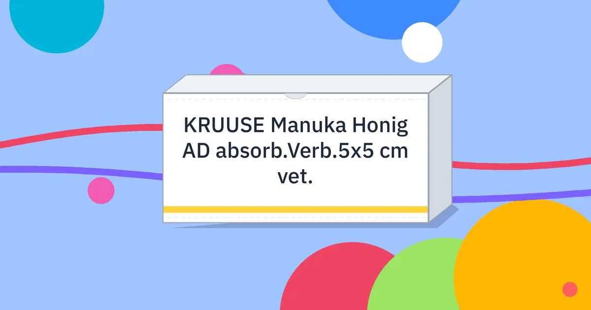 Symbolbild: Packung mit der Aufschrift KRUUSE Manuka Honig AD absorb.Verb.5x5 cm vet. (PZN 18443962) – Verfügbarkeit und Bezug in Apotheken in Frankfurt am Main