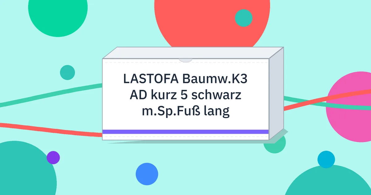 Symbolbild: Packung mit der Aufschrift LASTOFA Baumw.K3 AD kurz 5 schwarz m.Sp.Fuß lang (PZN 01953417) – Verfügbarkeit und Bezug in Apotheken in Frankfurt am Main
