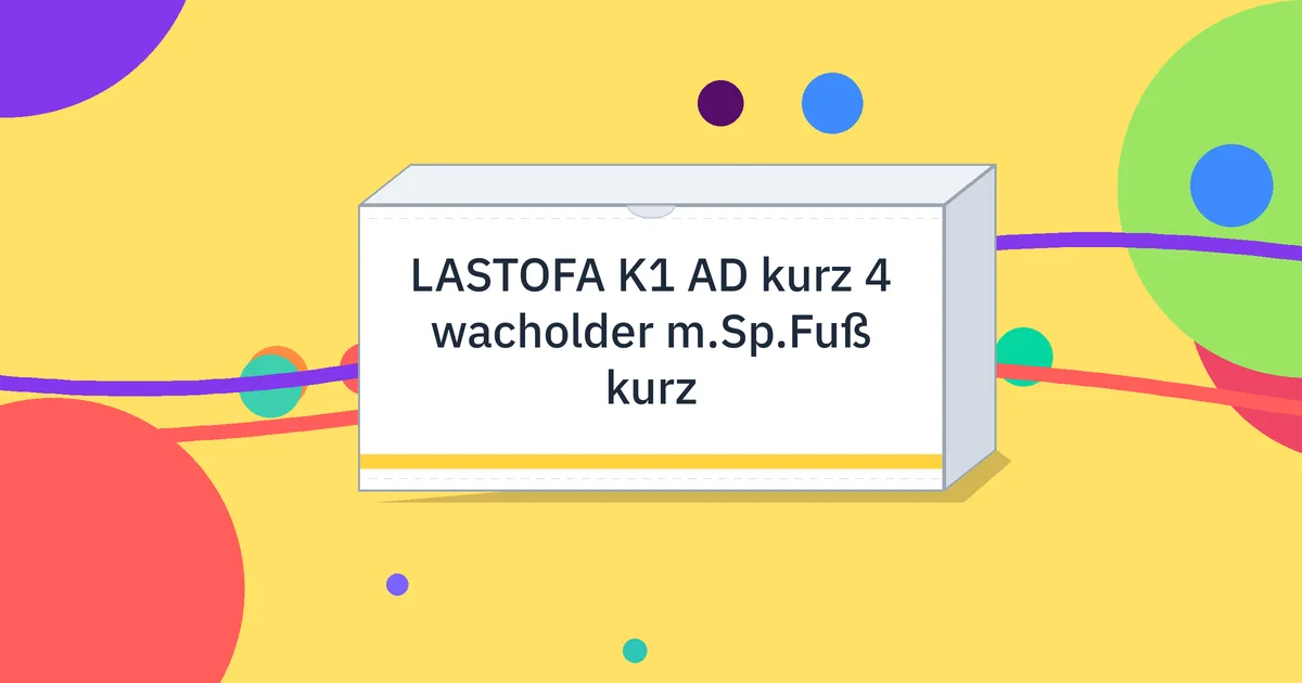 Symbolbild: Packung mit der Aufschrift LASTOFA K1 AD kurz 4 wacholder m.Sp.Fuß kurz (PZN 13787444) – Verfügbarkeit und Bezug in Apotheken in Frankfurt am Main